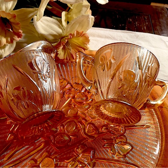 Jeannette | Dining | Iridescent Iris And Herringbone Sandwich Plate ...